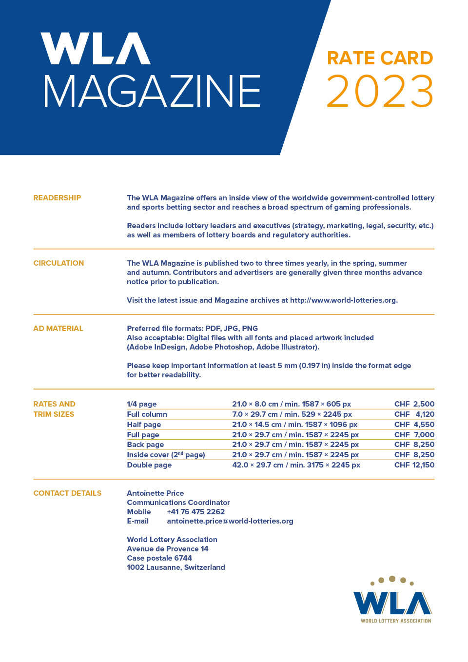 WLA Rate Card | 2023